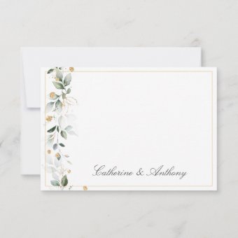 Floral Eucalyptus Greenery Gold Wedding Thank You Card | Zazzle
