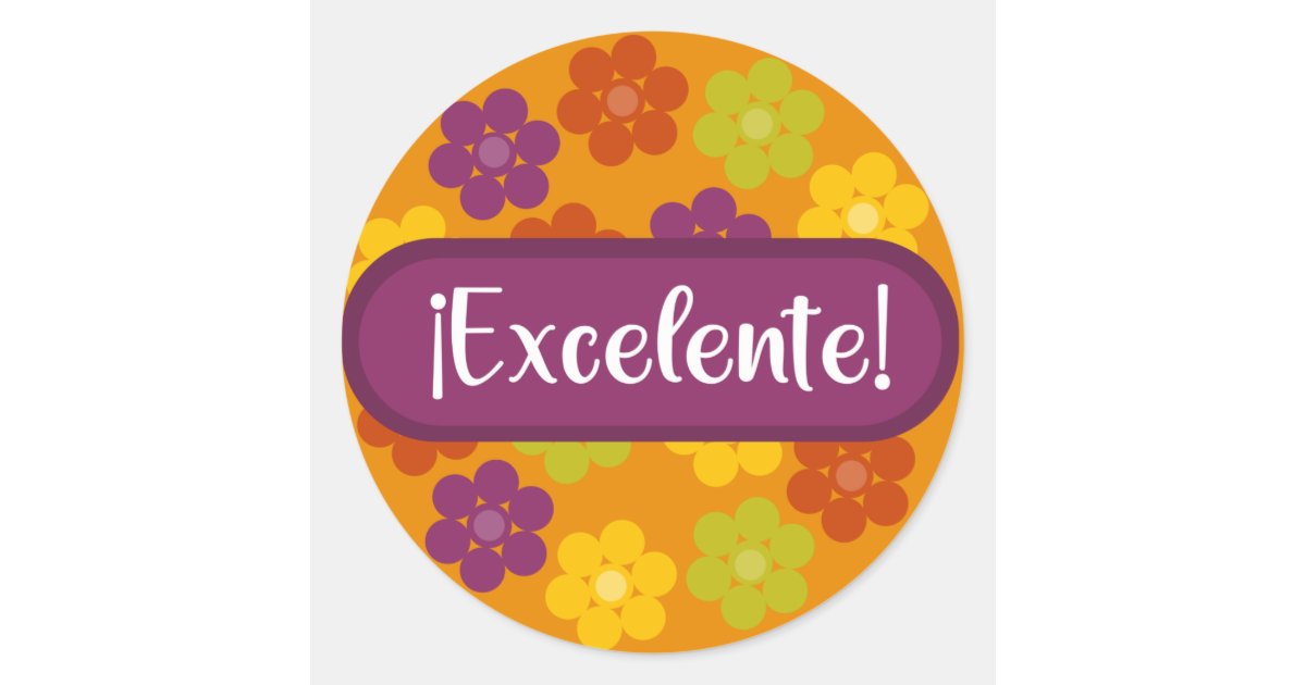 Floral Excelente Spanish Teacher Reward Classic Round Sticker | Zazzle