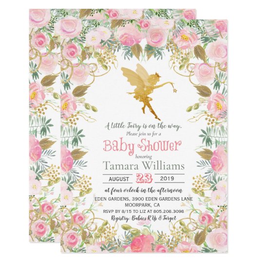 Floral Fairy Baby Shower Invitation | Zazzle.com