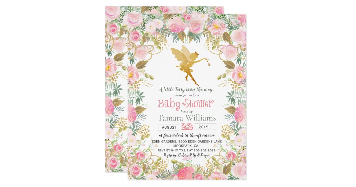 Floral Fairy Baby Shower Invitation | Zazzle.com