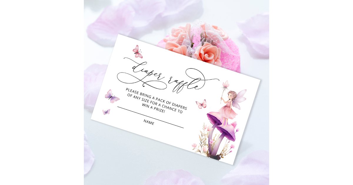 Floral Fairy Magic Tale Diaper Raffle Ticket Enclosure Card | Zazzle