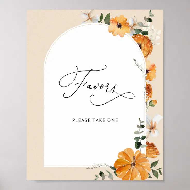 Floral fall Favors please take one Poster | Zazzle