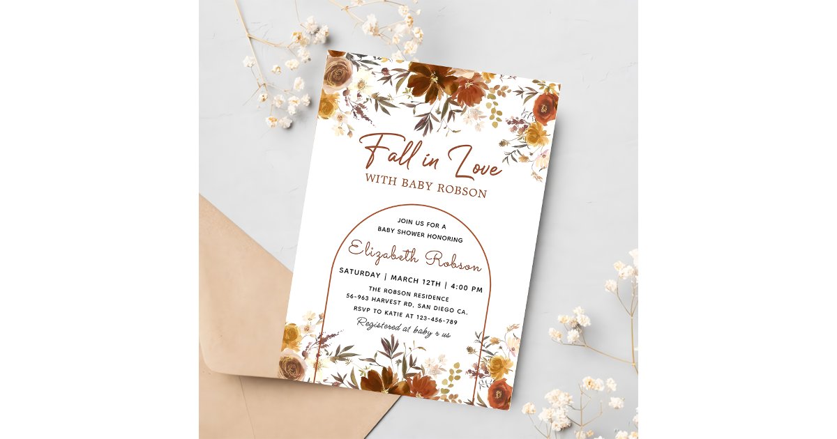 Floral Fall in love rustic Autumn Baby Shower Invitation | Zazzle