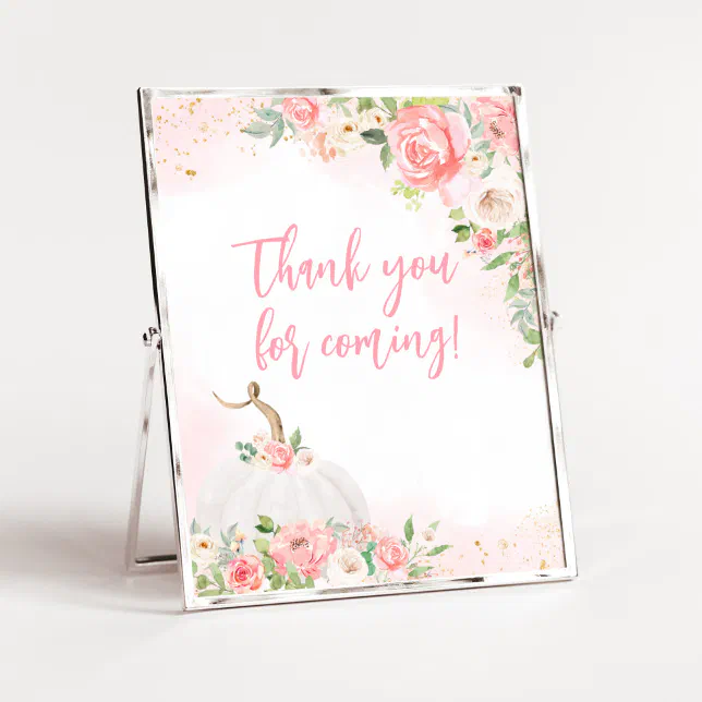 Floral Fall Pumpkin Thank You for Coming Poster | Zazzle