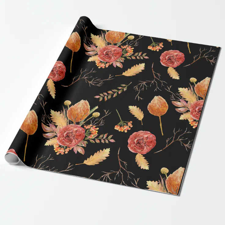 Floral Fall Wrapping Paper | Zazzle