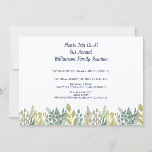 Floral Family Reunion Gathering Event Invitation | Zazzle