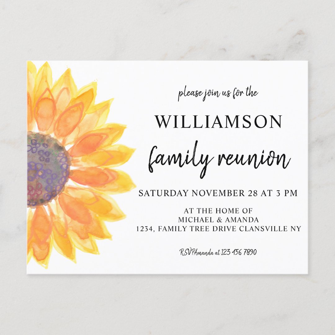 Floral Family Reunion Invitation Postcard | Zazzle