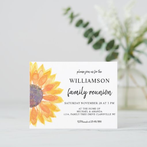 Floral Family Reunion Invitation Postcard | Zazzle