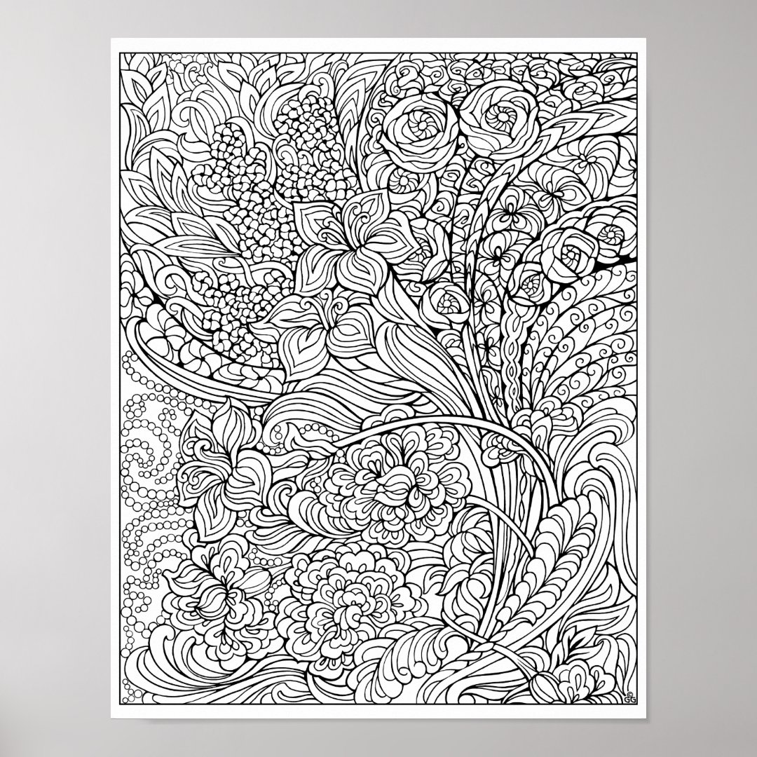 Floral Fancy Coloring Poster | Zazzle