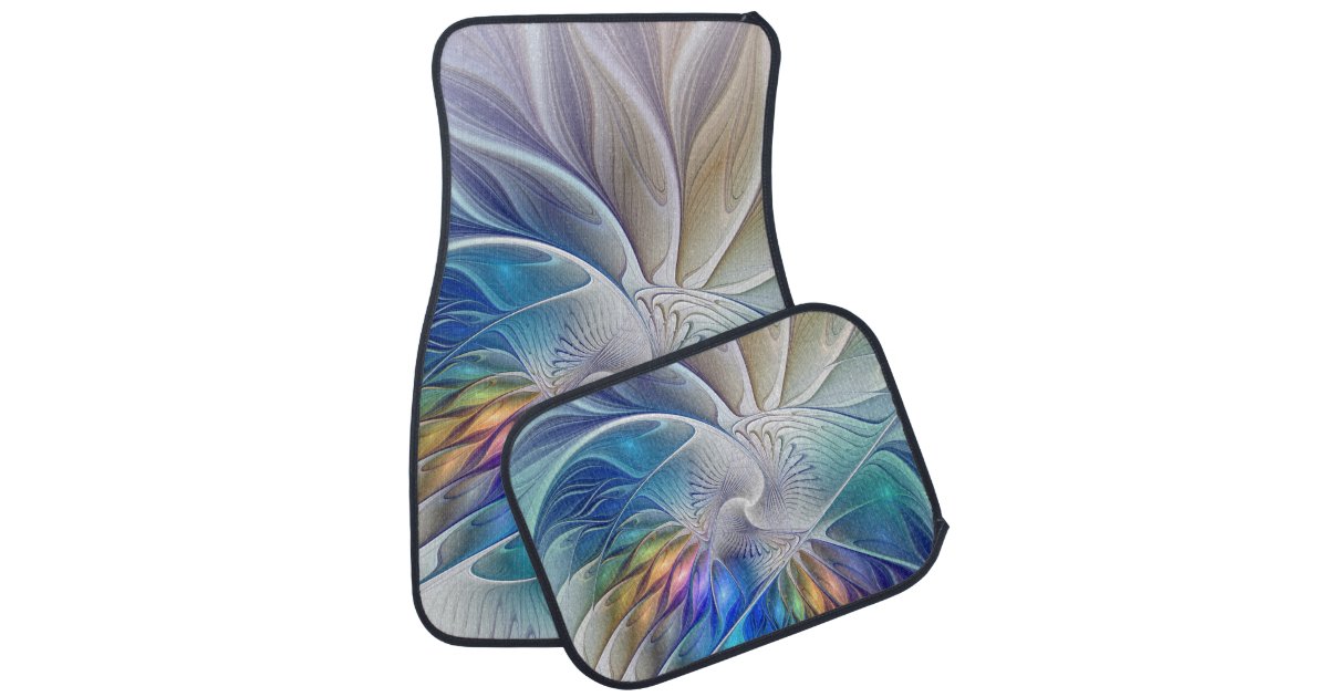 Floral Fantasy, Colorful Abstract Fractal Flower Car Floor Mat | Zazzle