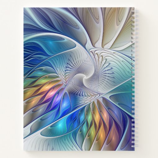 Floral Fantasy, Colorful Abstract Fractal Flower Notebook | Zazzle
