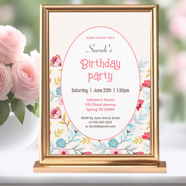 Floral Feminine Colorful 30th Birthday Invitation | Zazzle
