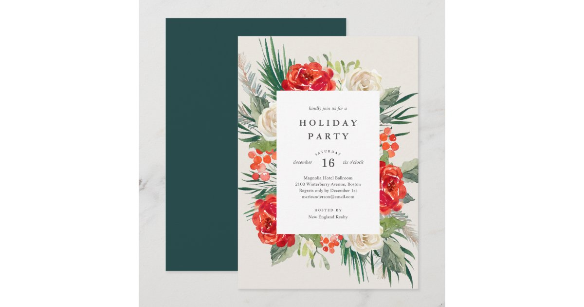 Floral Festivities Holiday Party Invitation | Zazzle