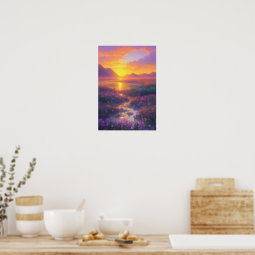 Floral Fields at Dusk Poster | Zazzle