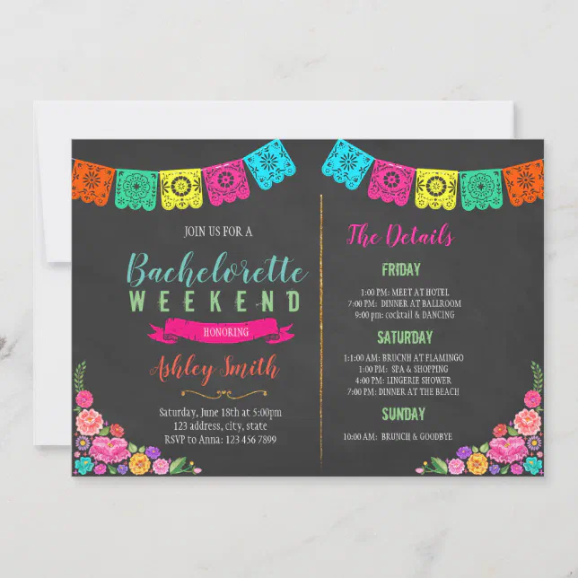 Floral fiesta bachelorette Itinerary invitation | Zazzle
