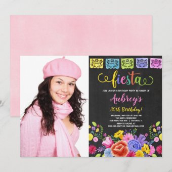 Floral fiesta birthday party photo invitation | Zazzle