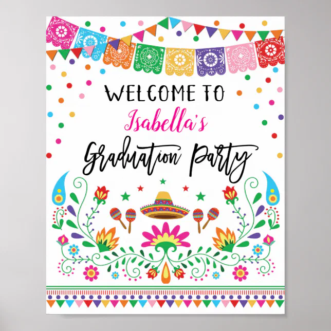Floral Fiesta Graduation Party Welcome Sign | Zazzle