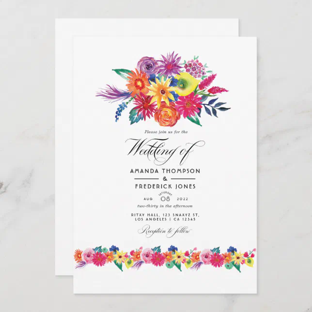 Floral Fiesta Wedding Photo Invitation | Zazzle