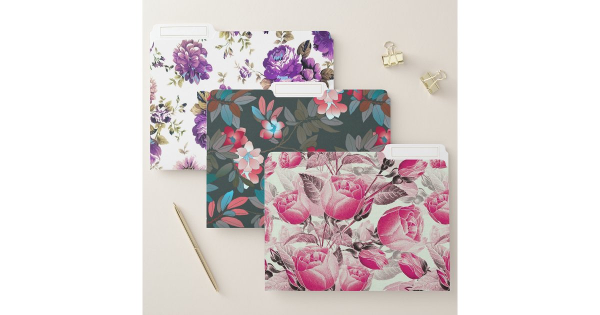 Floral File Folder Set | Zazzle