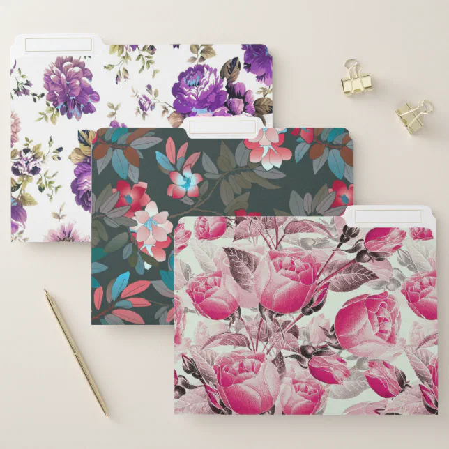 Floral File Folder Set | Zazzle