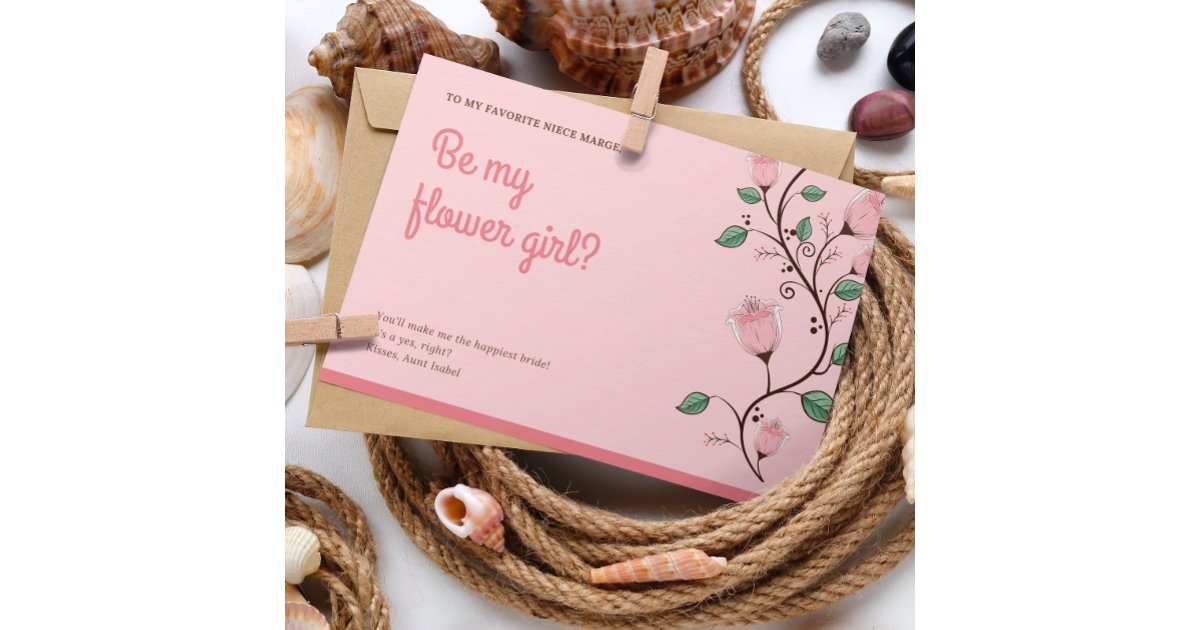 Floral Flower Girl Wedding Card | Zazzle