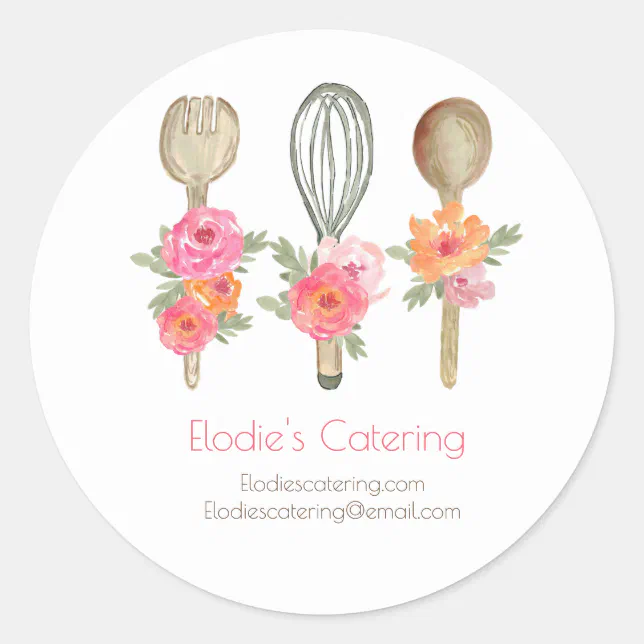Floral food business catering product sticker | Zazzle