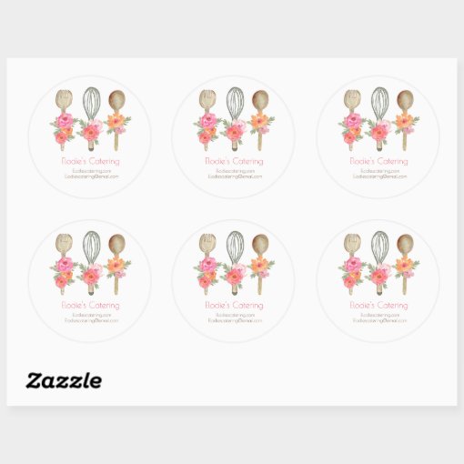 Floral food business catering product sticker | Zazzle