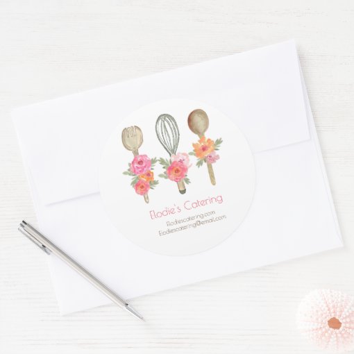 Floral food business catering product sticker | Zazzle