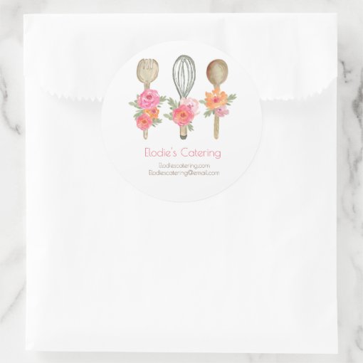 Floral food business catering product sticker | Zazzle