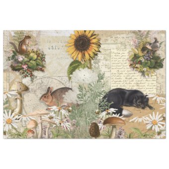 Floral Forest Fox Mushrooms Ephemera Decoupage Tissue Paper | Zazzle