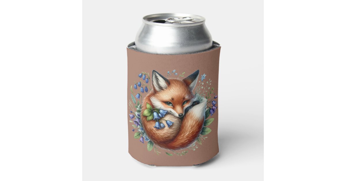 Floral Fox Botanical Woodland Art Can Cooler | Zazzle