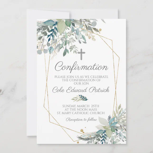 Floral Frame Confirmation Invitation | Zazzle