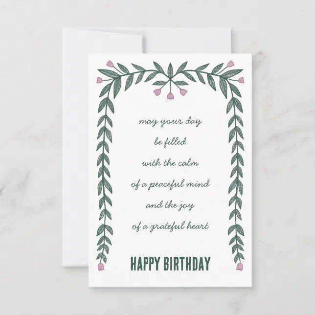 Floral Frame Inspirational Mindful Happy Birthday Card | Zazzle