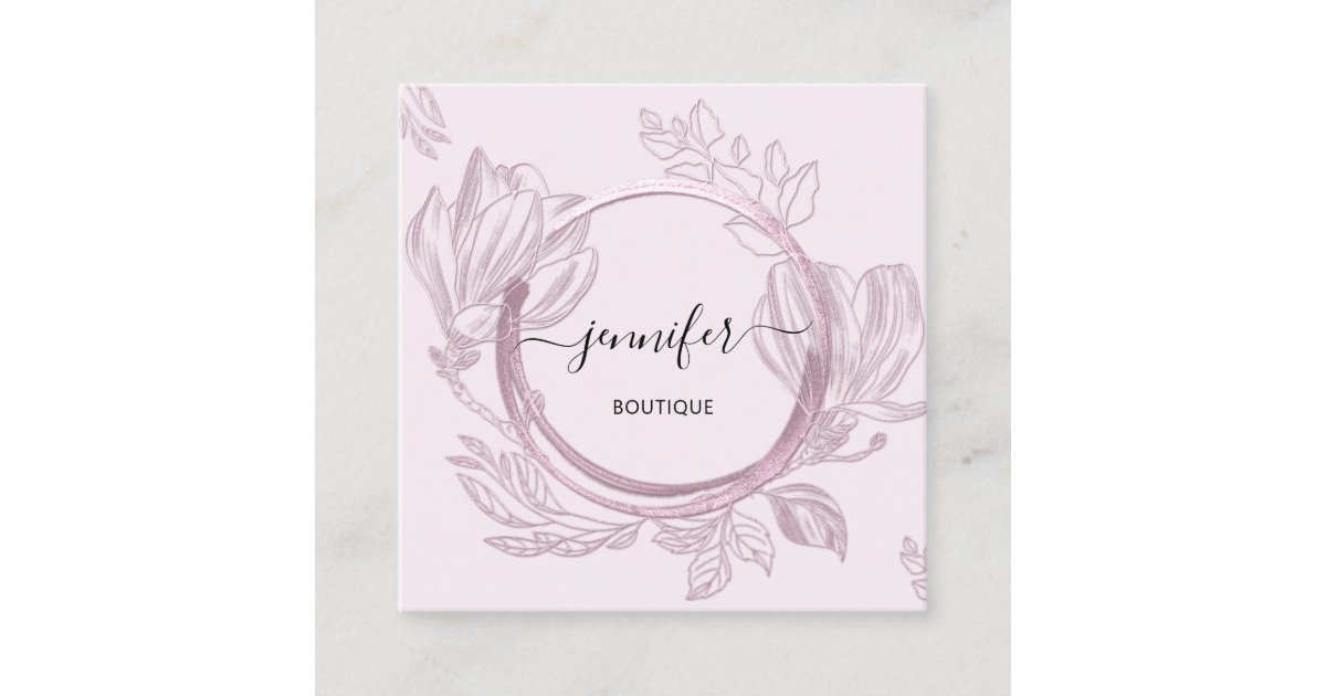 Floral Frame QR Code Logo Garden Rose Pink Square Business Card | Zazzle