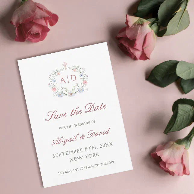 Floral Frame Religious Wedding Save The Date | Zazzle