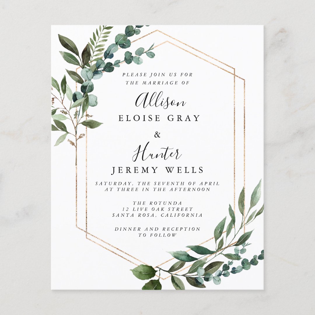 Floral Frame Wedding Invitation | Zazzle