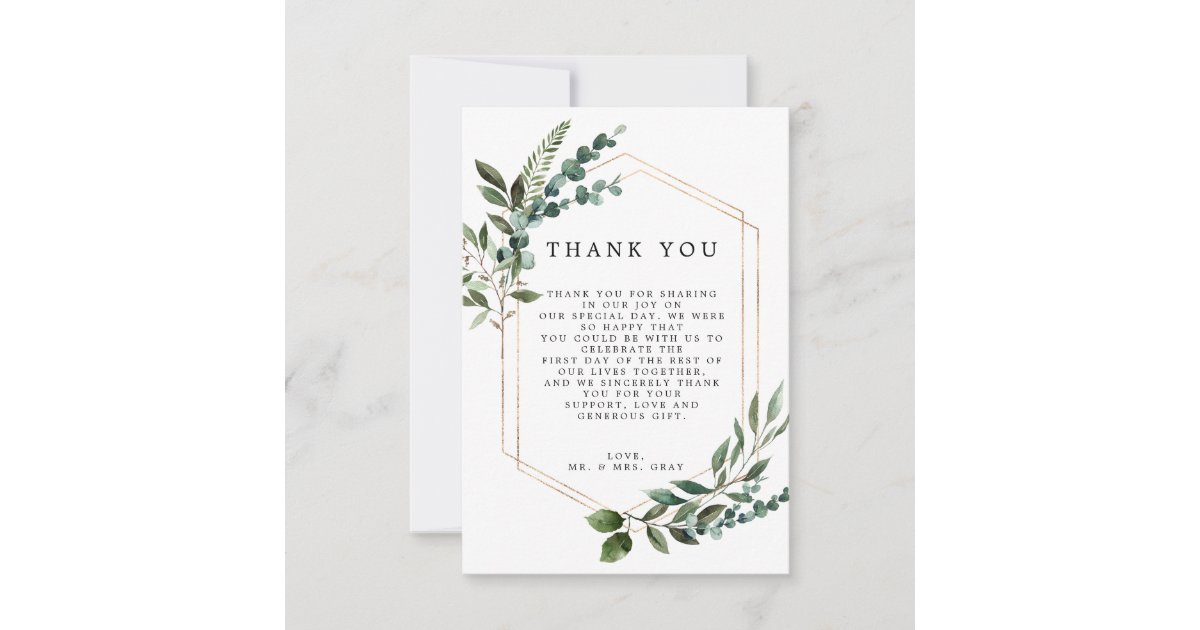 Floral Framed Thank You Card | Zazzle