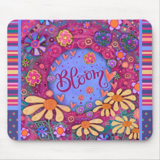 Floral Fun Bloom Modern Stripe Inspirivity Mouse Pad | Zazzle