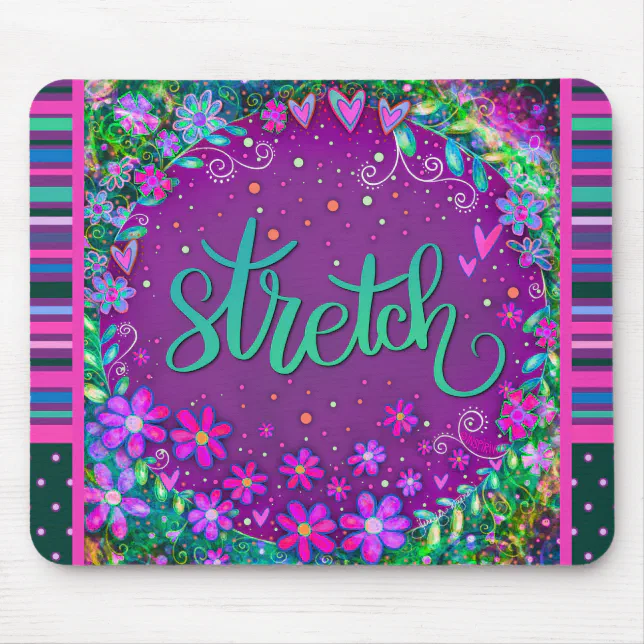 Floral Fun Stretch Modern Stripe Inspirivity Mouse Pad | Zazzle