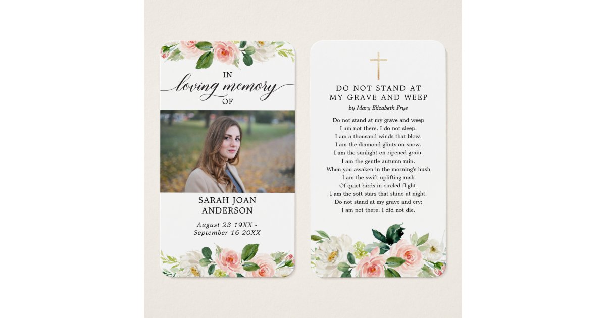 Floral Funeral In Loving Memorial Poem Card | Zazzle