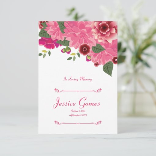 Floral Funeral Program Card Template | Zazzle