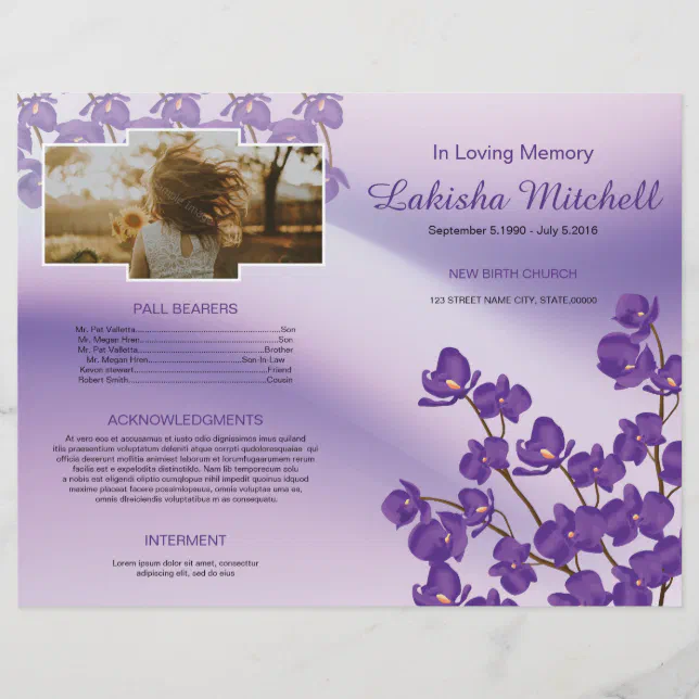 Floral Funeral Program Template | Zazzle