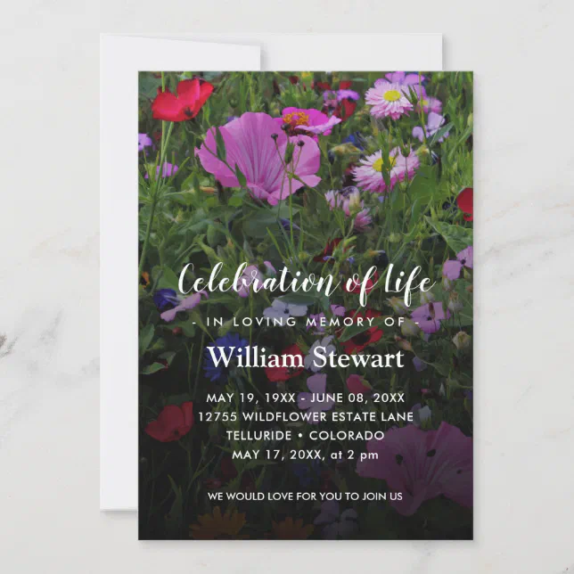 Floral Funeral | Wildflower Celebration of Life Invitation | Zazzle