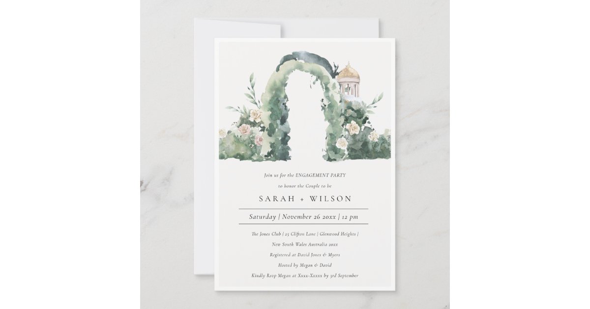 Floral Garden Arch Botanical Engagement Invite | Zazzle