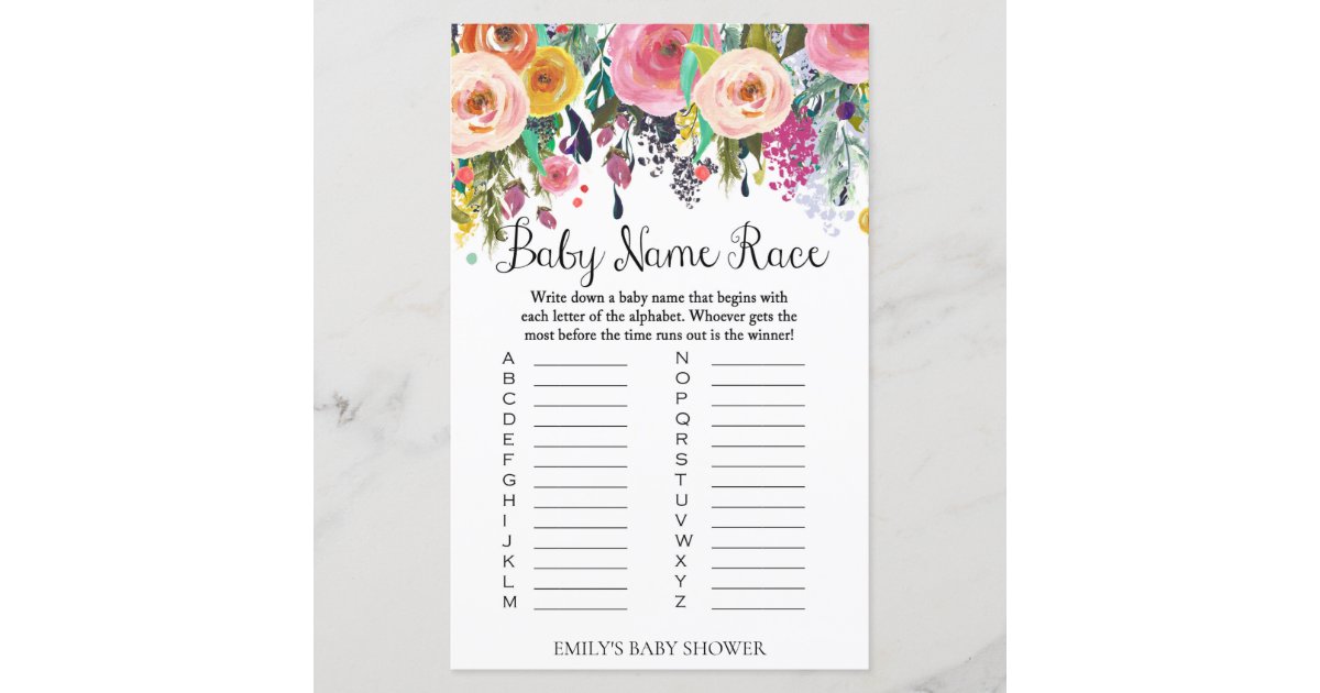 Floral Garden Baby Shower Game PRINTED | Zazzle