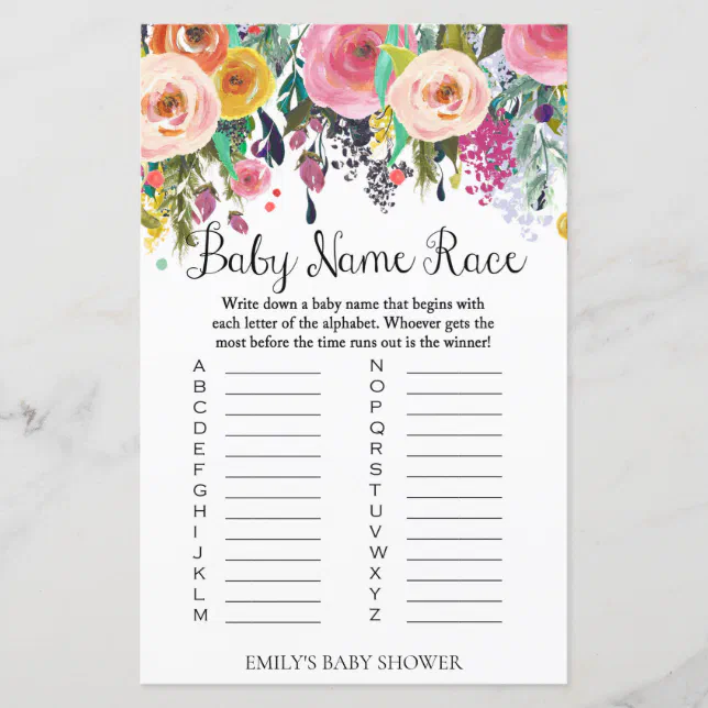 Floral Garden Baby Shower Game PRINTED | Zazzle