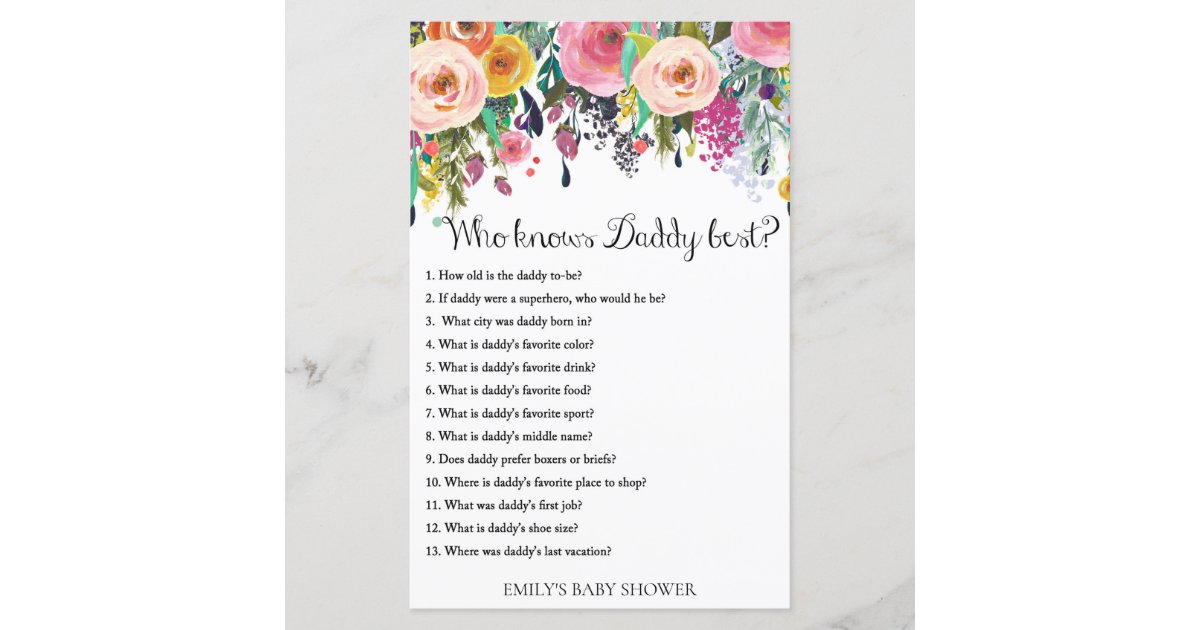 Floral Garden Baby Shower Game PRINTED | Zazzle