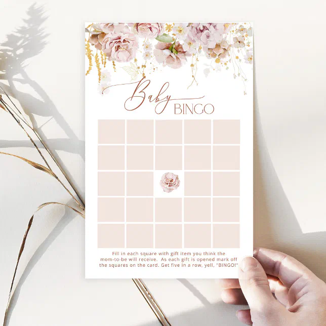 Floral garden boho baby shower bingo game | Zazzle