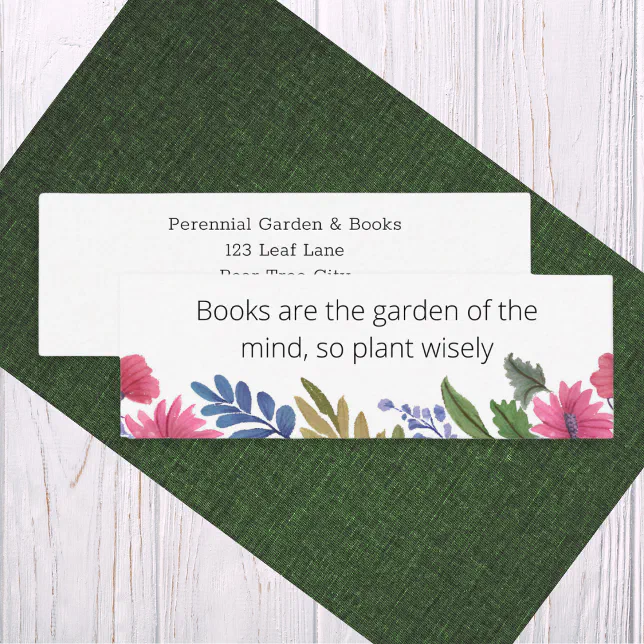 Floral Garden Books Wisdom Bookmark Business Card | Zazzle