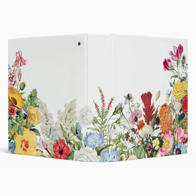 Floral Garden Colorful Flowers 3 Ring Binder | Zazzle